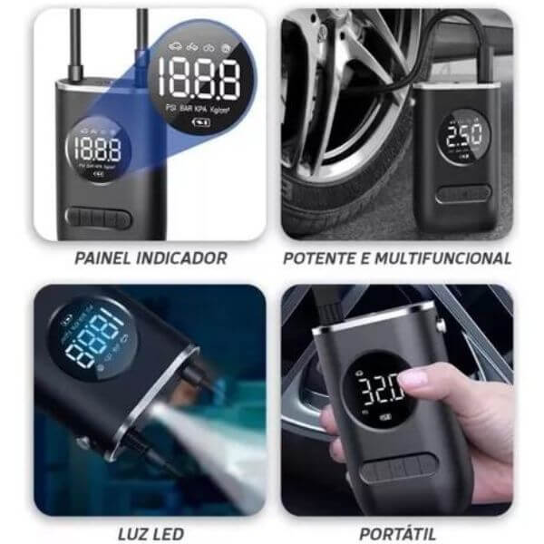 Mini Compressor de Ar Portátil 150 Psi, 110V/220V - Compacto